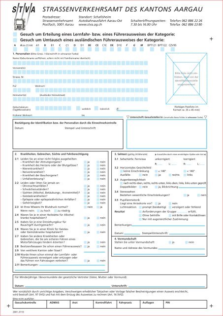 STVA STRASSENVERKEHRSAMT DES KANTONS AARGAU