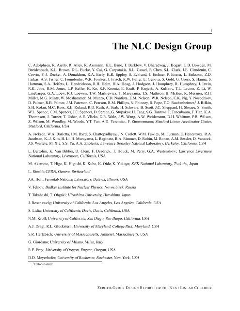The NLC Design Group - SLAC