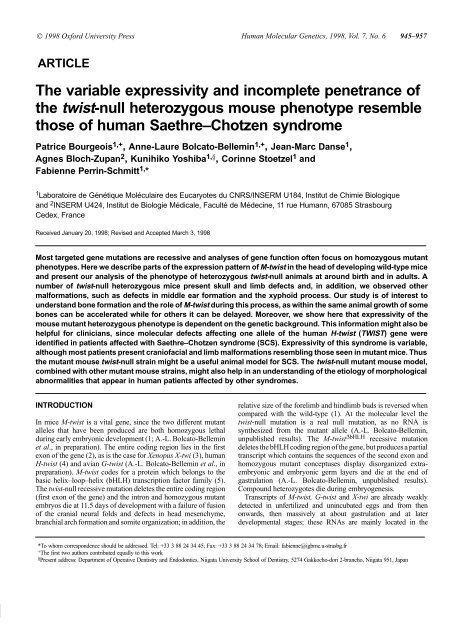 ARTICLE The variable expressivity and incomplete penetrance of ...