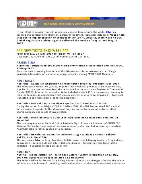 Narcotics Information