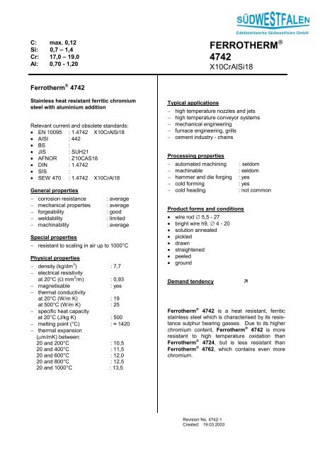 FERROTHERM 4742 - DEW-STAHL.COM
