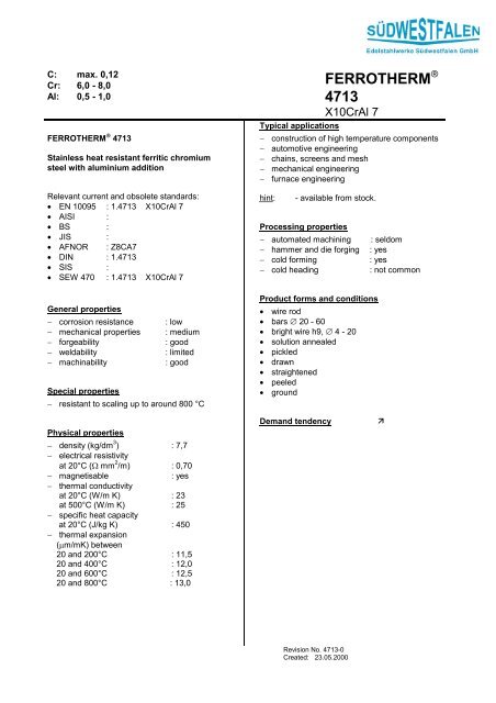 FERROTHERM 4713 - DEW-STAHL.COM