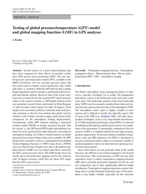 (GPT) model and global mapping function (GMF) - IGS Analysis ...