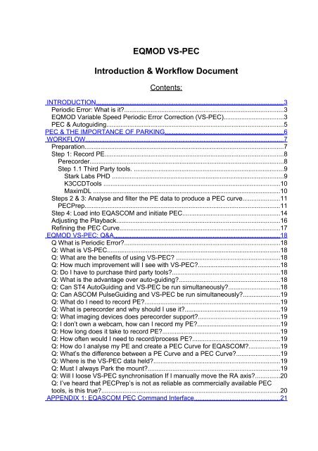 EQMOD VS-PEC Introduction & Workflow Document