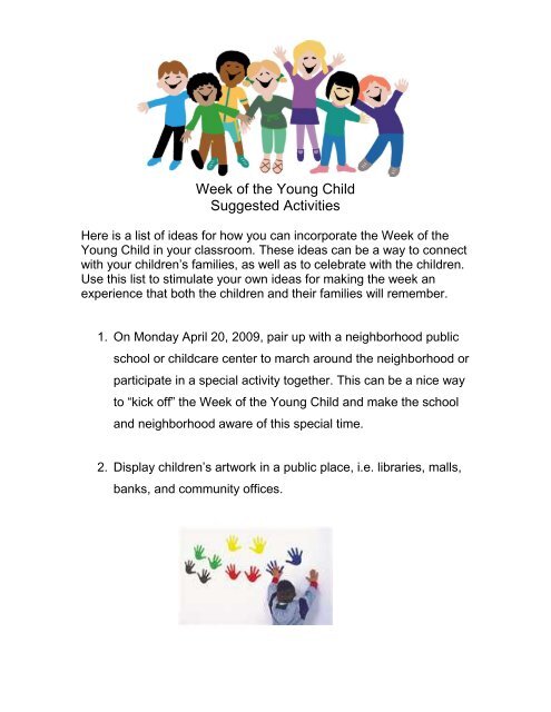 Week of the Young Child Suggested Activities - Jersey City Public ...