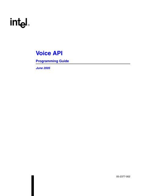 Voice Api Programming Guide Dialogic