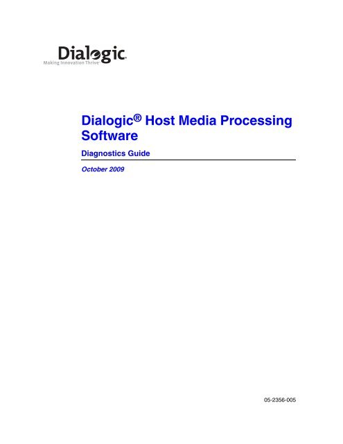 Dialogic Host Media Processing Software Diagnostics Guide