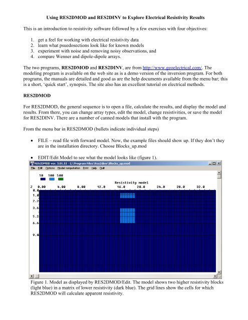 Modeling Electrical Resistivity with RES2DMOD