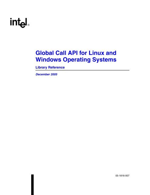 Global Call API Library Reference - Dialogic