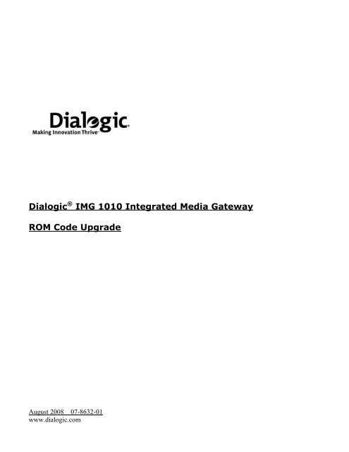 IMG 1010 ROM Code Upgrade - Dialogic