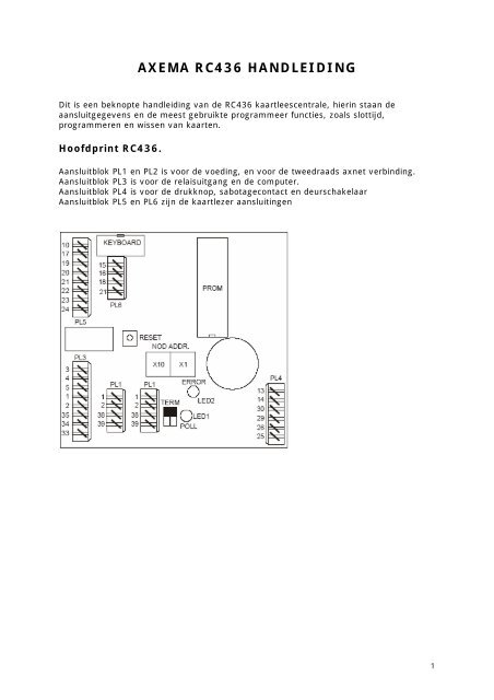 axema rc436 handleiding - HS-PAS | Parking, Access, Security
