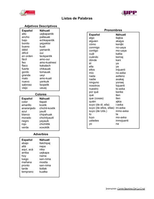 Lista De Palabras En Espanol Colores En Inglés Y Español | British