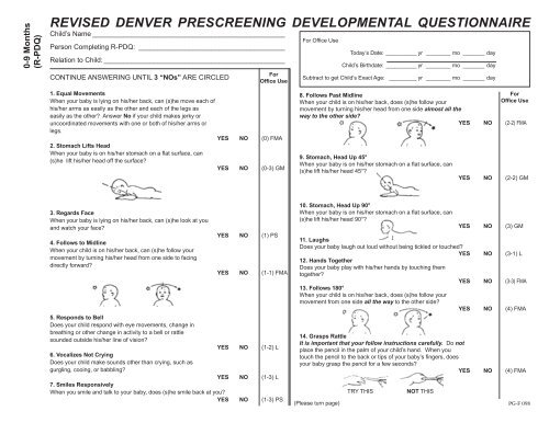 revised denver prescreening developmental ... - Pediatric Group