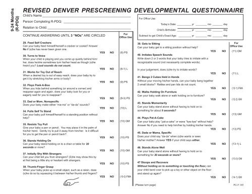 revised denver prescreening developmental ... - Pediatric Group