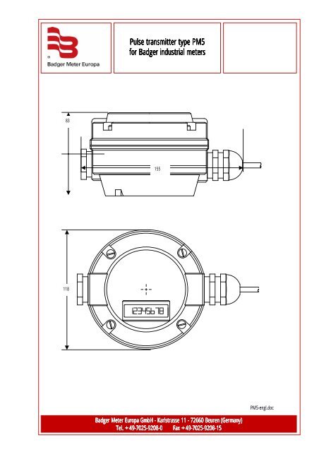 Pulse transmitter type PM5 for Badger industrial meters