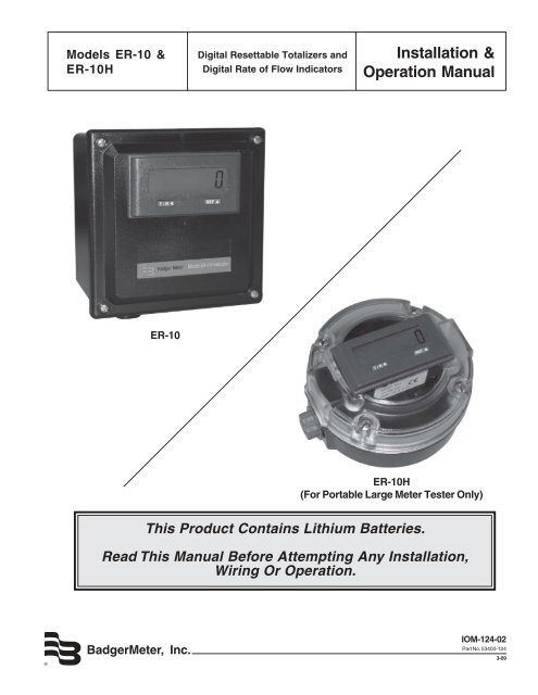 Models ER10 & 10H Totalizers IOM - Badger Meter, Inc.