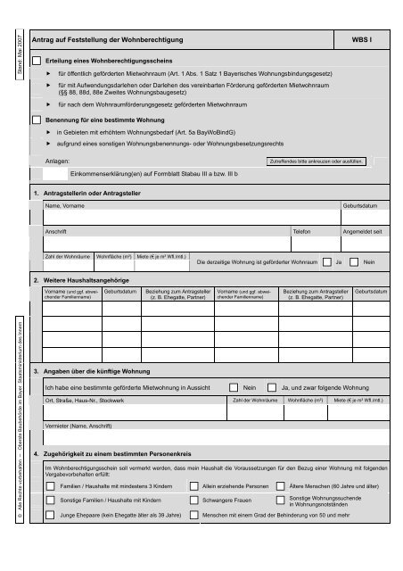 Wohnberechtigungsschein (WBS I) - Stadt Bamberg