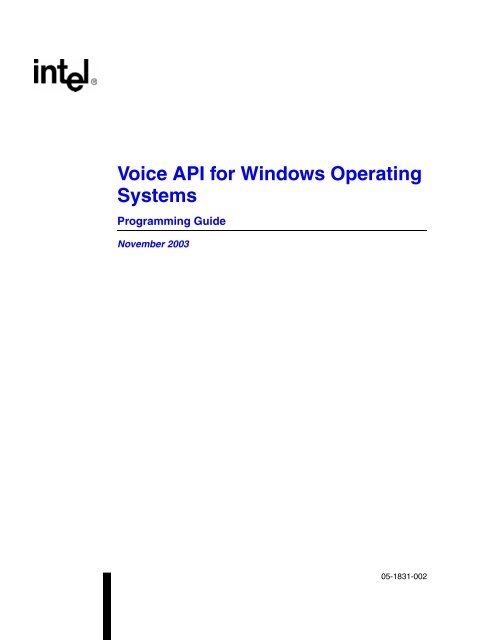 Voice Api For Windows Operating Systems Programming Dialogic 7988