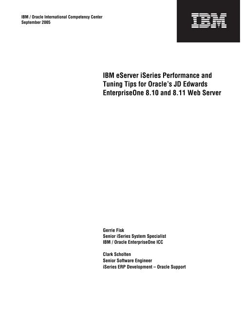 IBM eServer iSeries Perform ance and Tuning Tips for O racle's JD ...