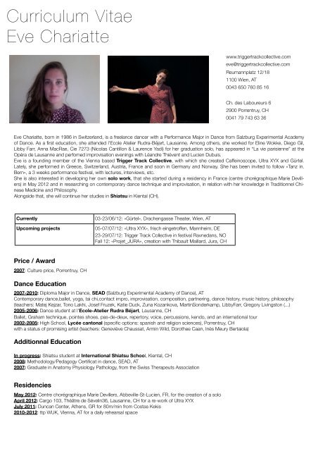 CV eve chariatte - trigger track collective