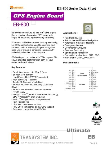 EB-800 Series Data Sheet - TranSystem Inc.