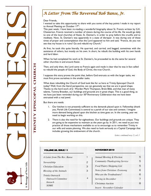 A Letter From The Reverend Rob Banse, Jr - Trinity Episcopal Church