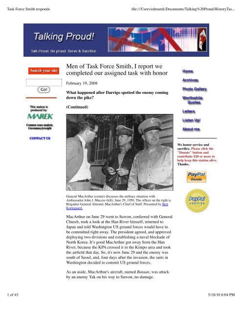 Task Force Smith responds - Talking Proud