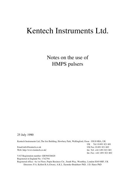 HMPS - Kentech Instruments Ltd