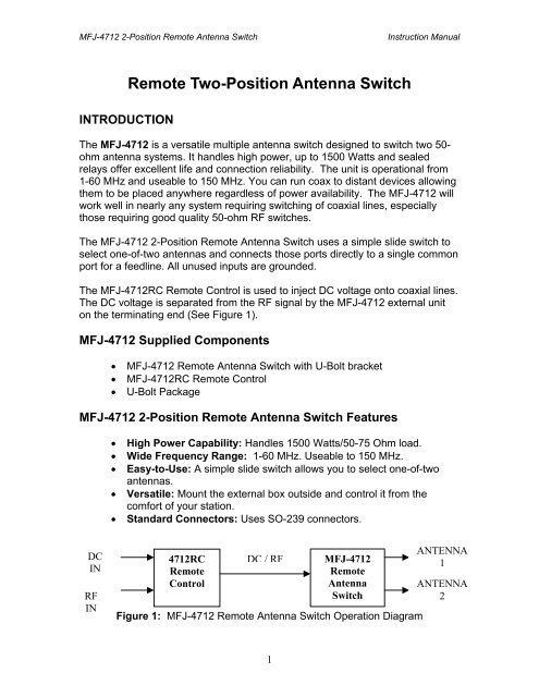 Remote Two-Position Antenna Switch