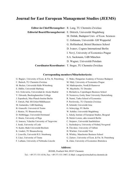 Journal for East European Management Studies (JEEMS)
