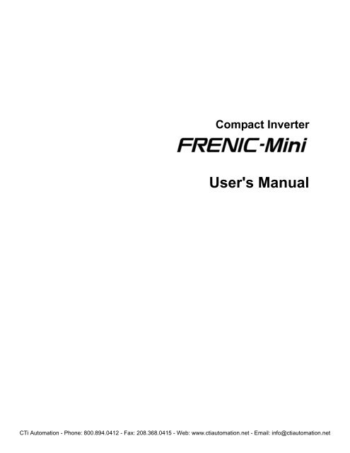 FUJI FRENIC-Mini Compact Inverter User's Manual - CTi Automation