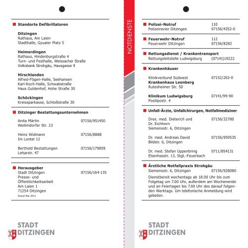 Notruftafel (PDF / 42 KB) - in Ditzingen