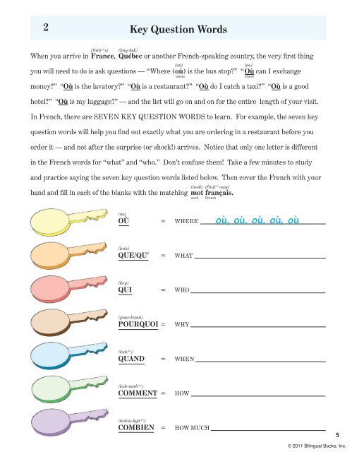 Key Question Words 2 - Bilingual Books, Inc