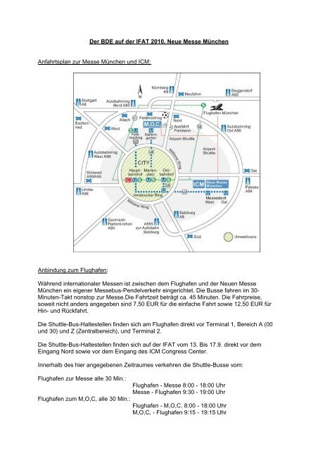 Anfahrtsskizze zur Messe München, einen Lageplan des ... - BdE