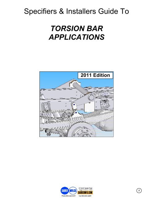 Torsion Bar Installation Instructions - Sauber Mfg. Co.