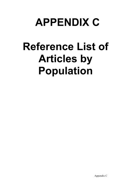 APPENDIX C Reference List of Articles by Population