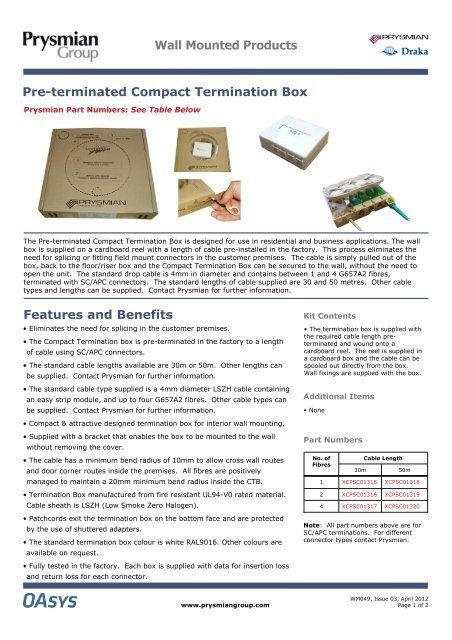 Termination Box - Prysmian