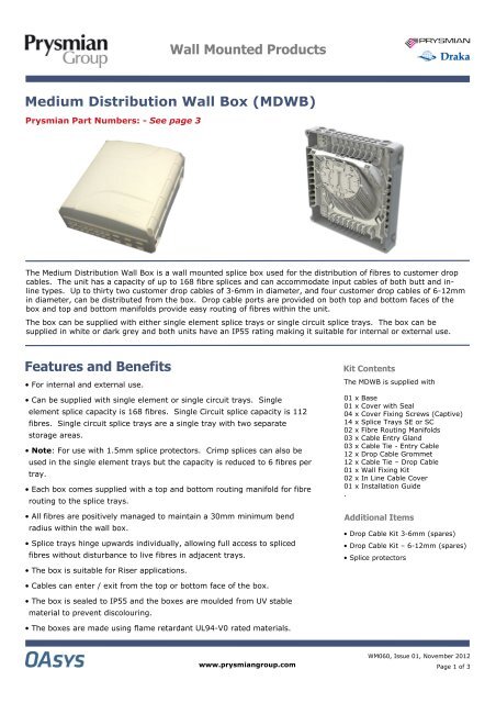 Wall Mounted Products Medium Distribution Wall Box ... - Prysmian