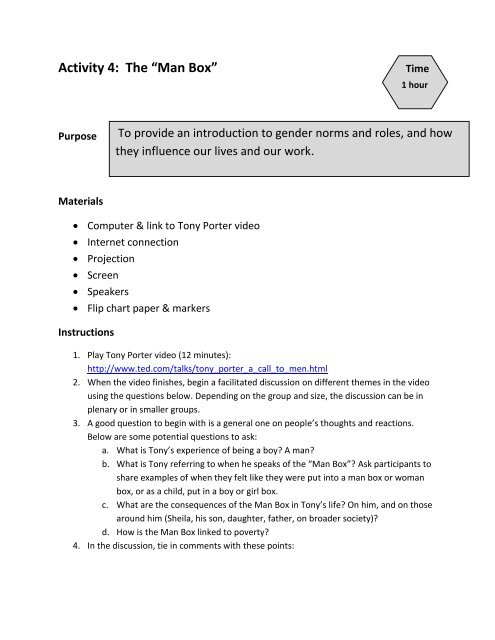 Activity 4: The “Man Box” - gender