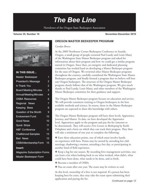 The Bee Line - Oregon State Beekeepers Association