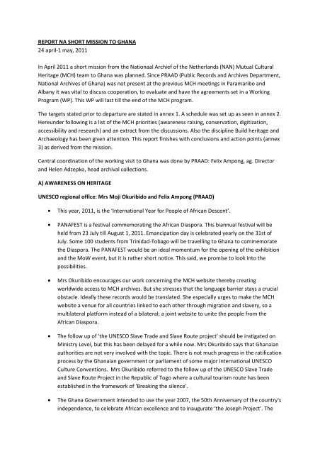 Report short mission Nationaal Archief to Ghana - National Archives ...