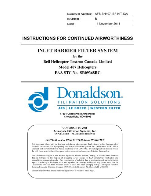 INLET BARRIER FILTER SYSTEM - Donaldson Company, Inc.