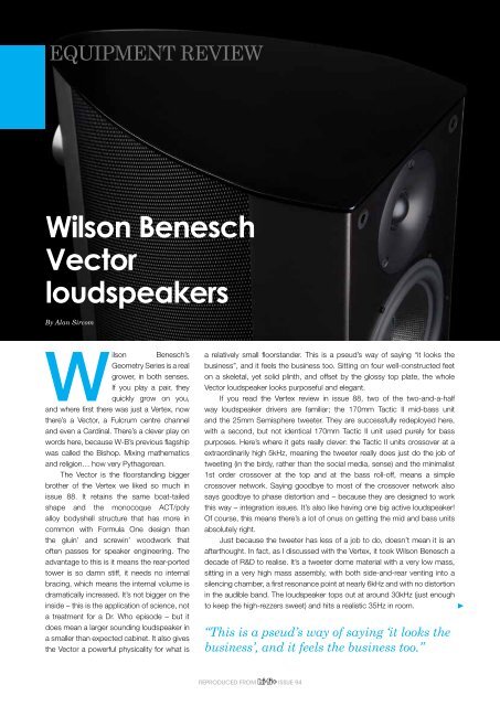Wilson Benesch Vector loudspeakers