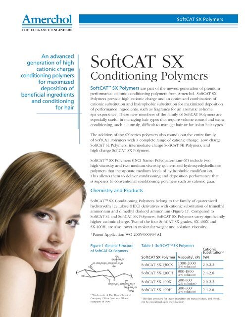 SoftCAT SX Conditioning Polymers - The Dow Chemical Company
