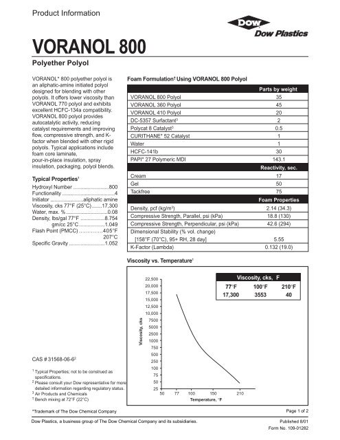 Voranol 800.qxd - The Dow Chemical Company