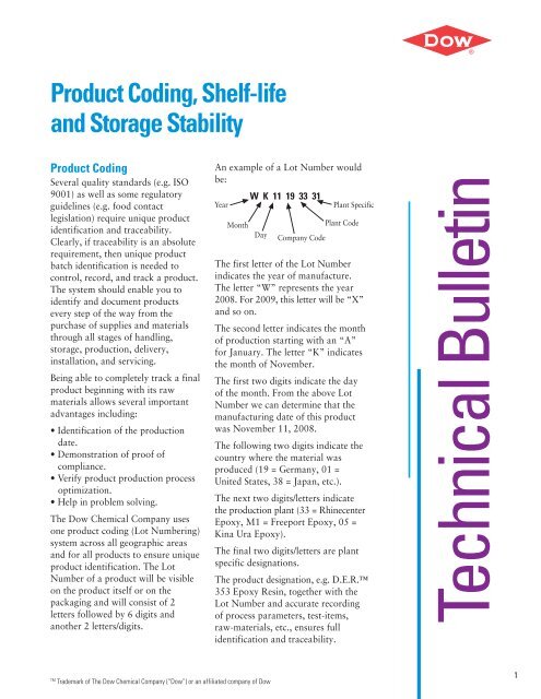 Product Coding, Shelf-life and Storage Stability - The Dow Chemical ...