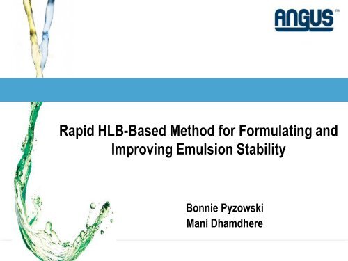 Rapid HLB-Based Method for Formulating and Improving - The Dow ...