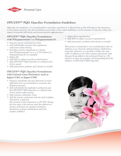 OPULYNÃ¢Â Â¢ PQG Opacifier Formulation Guidelines - The Dow ...