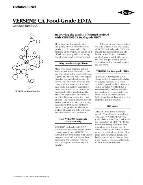 VERSENE CA Food-Grade EDTA - The Dow Chemical Company