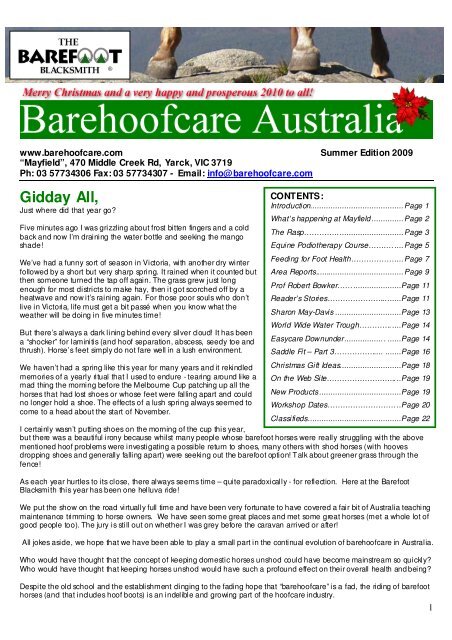 Gidday All, - Mayfield Barehoof Care Centre Home Page